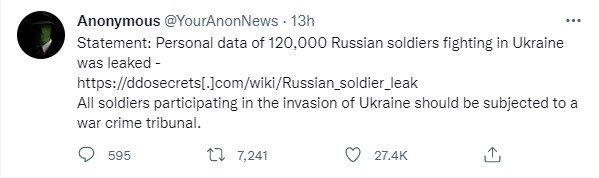 Anonymous оприлюднили дані рашистів, які вбивають українців ...